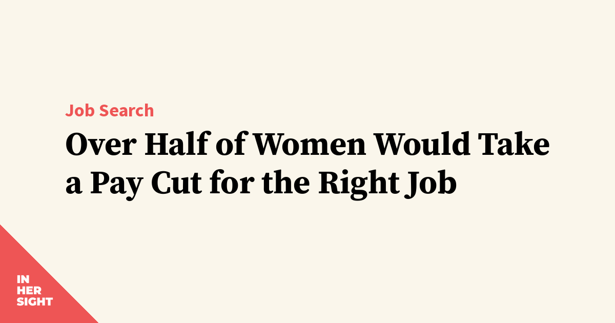 Over Half of Women Would Take a Pay Cut for the Right Job | InHerSight